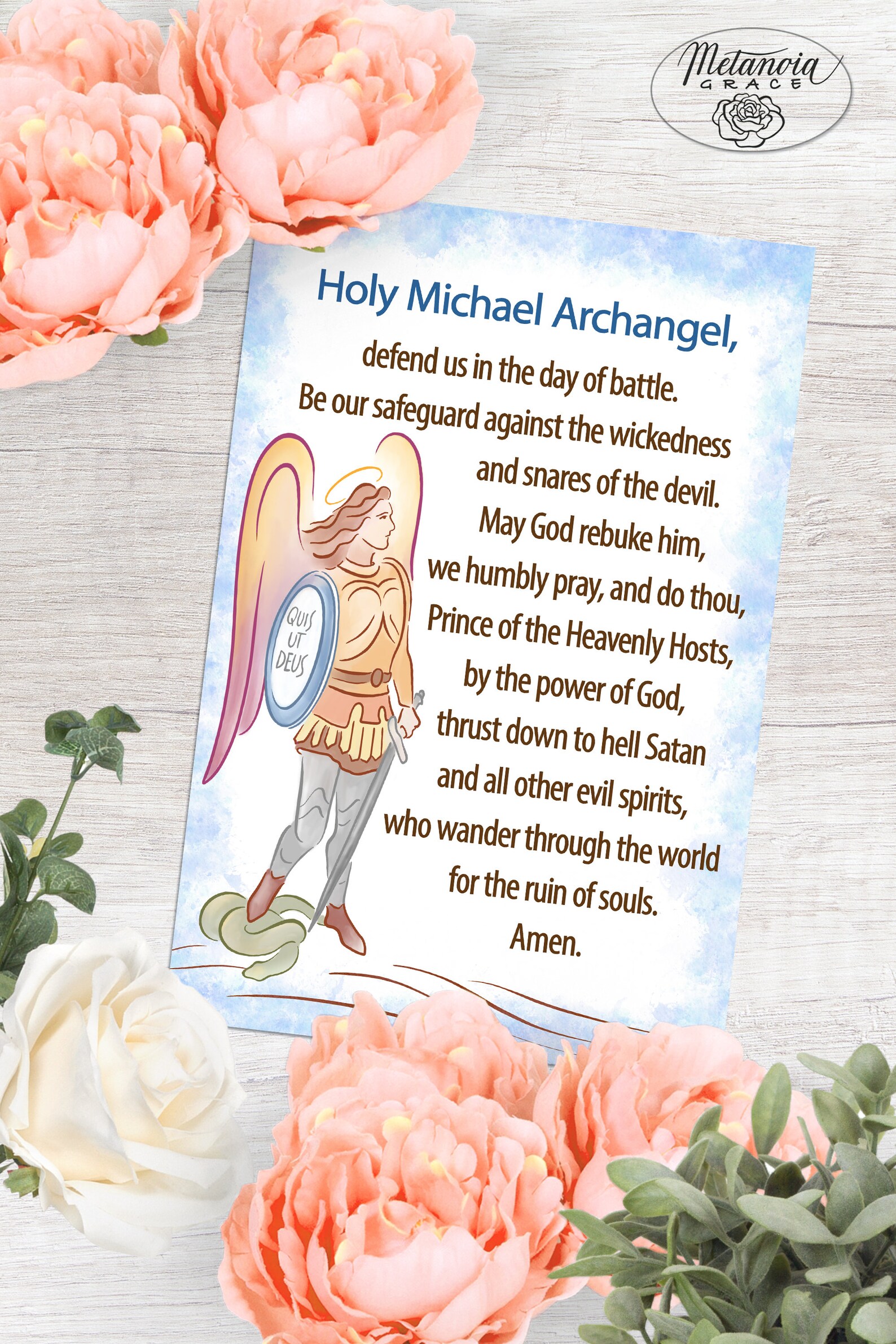 Holy Michael Archangel Prayer Card Archangel Michael Prayer | Etsy