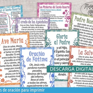 Spanish Rosary Printable Prayer Cards, How to Pray the Rosary, Tarjetas ...