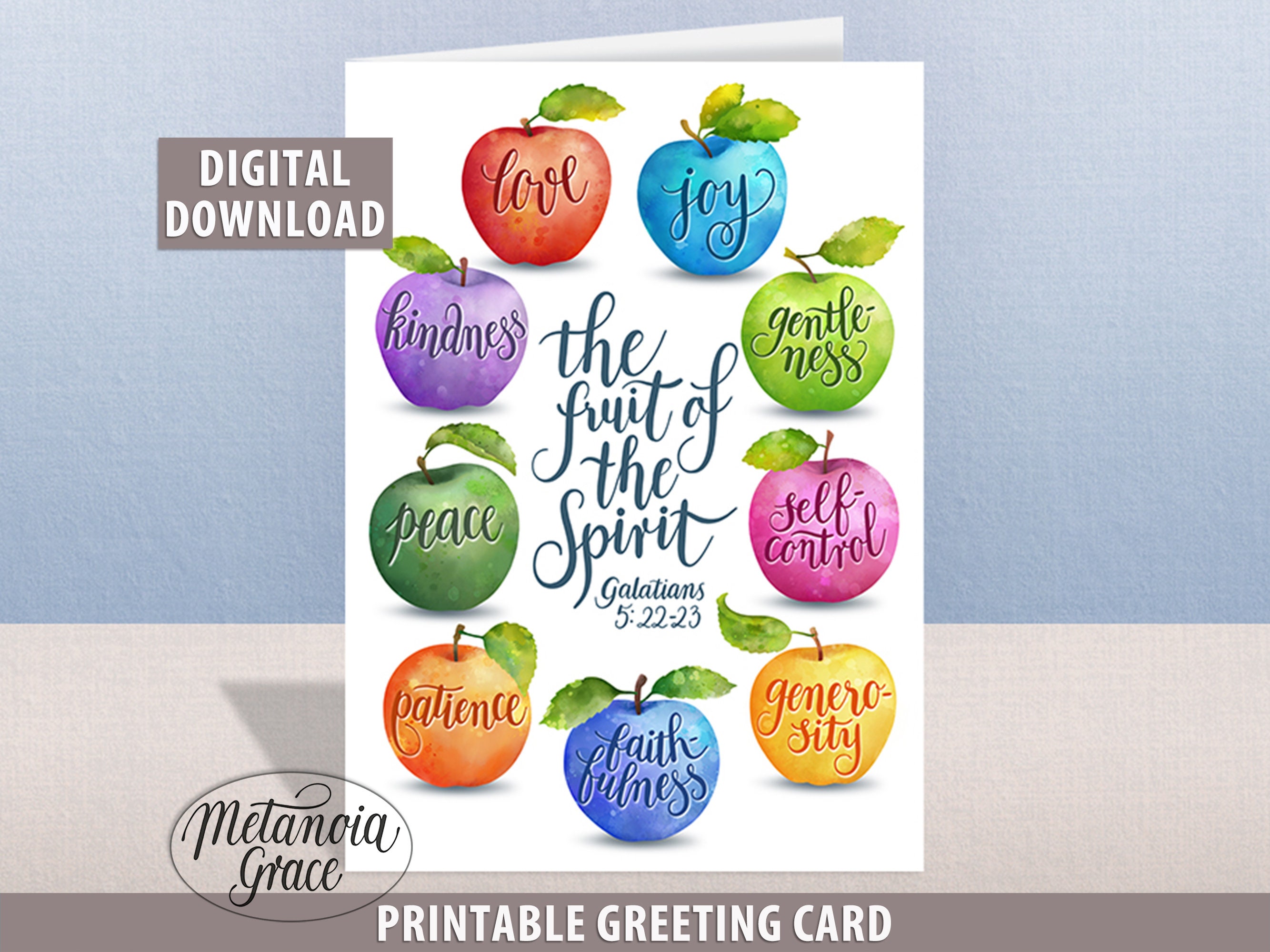 Fruits of the Spirit Note Card Printable Confirmation Card - Etsy UK