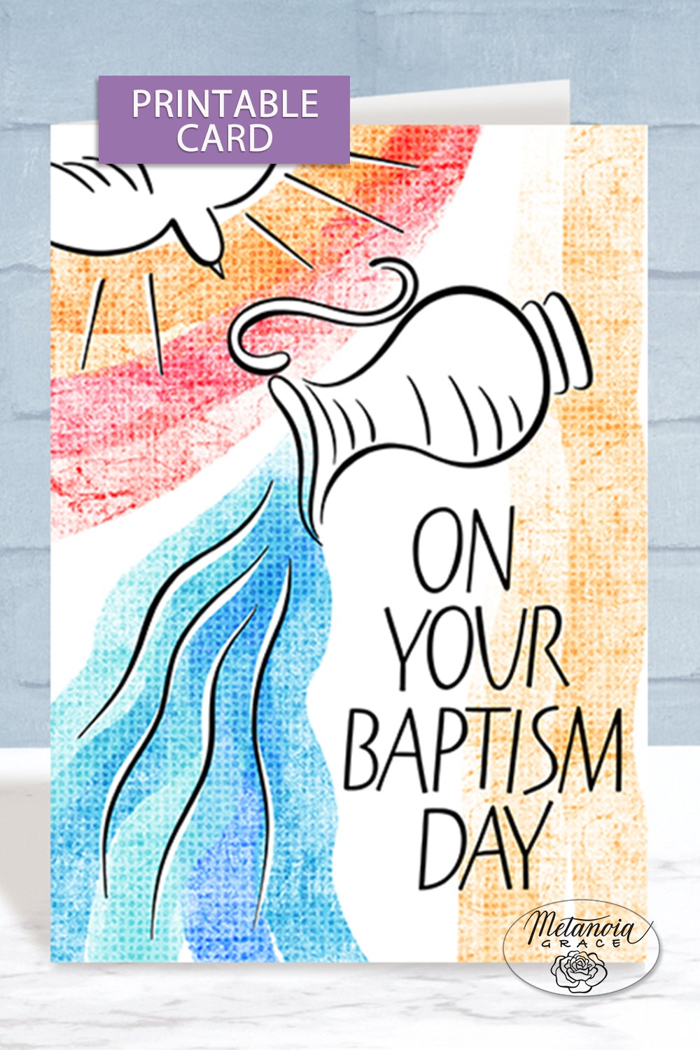 Religious Baptism Card, Printable Christening Card, Baptism Wishes ...