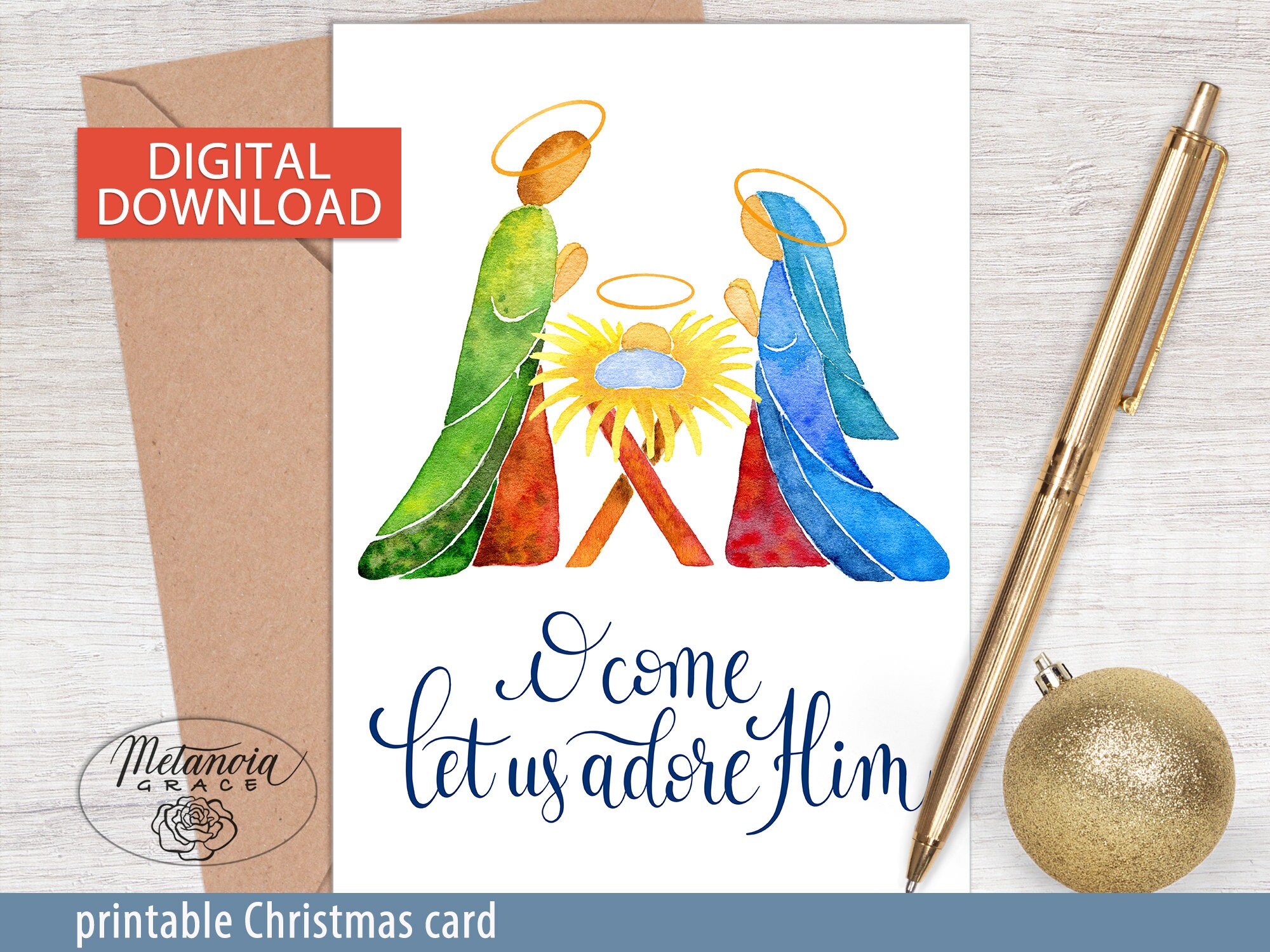 Printable Nativity Christmas Card Religious Christmas Card O - Etsy UK