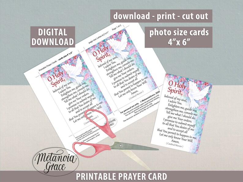 Printable Cardinal Mercier Prayer Card, O Holy Spirit Beloved of My ...
