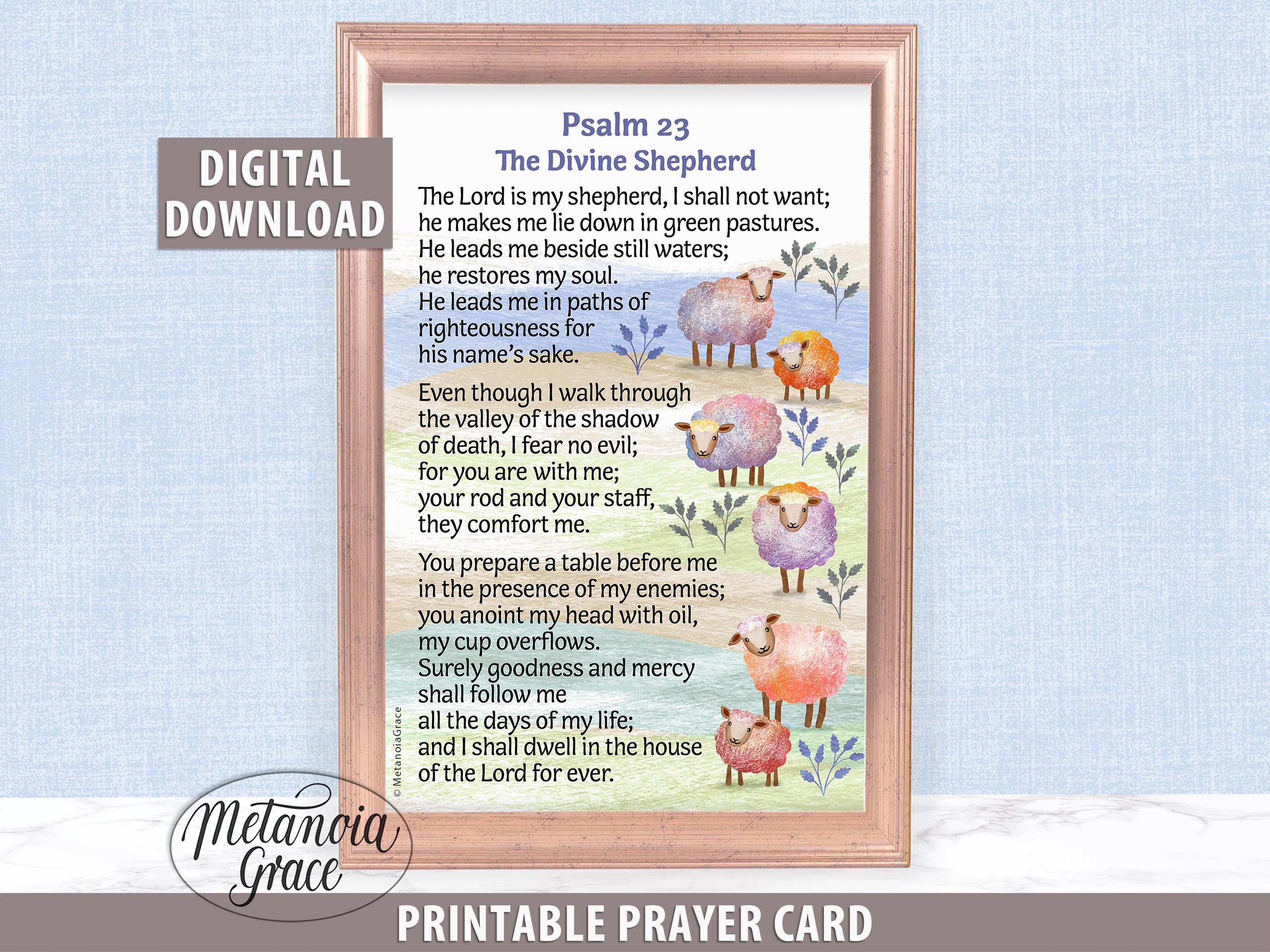 Psalm 23 Printable Prayer Card, the Lord is My Shepherd I Shall Not ...