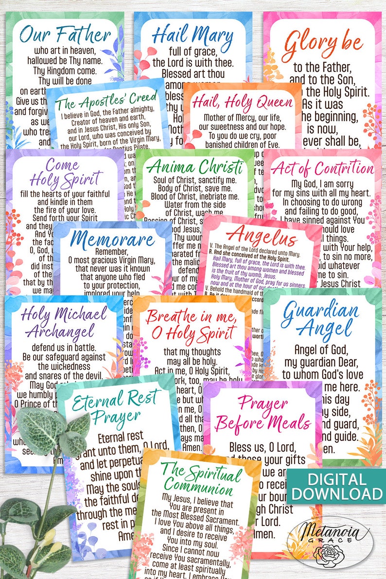 Popular Catholic Prayers Bundle 16 Printable Prayer Cards - Etsy