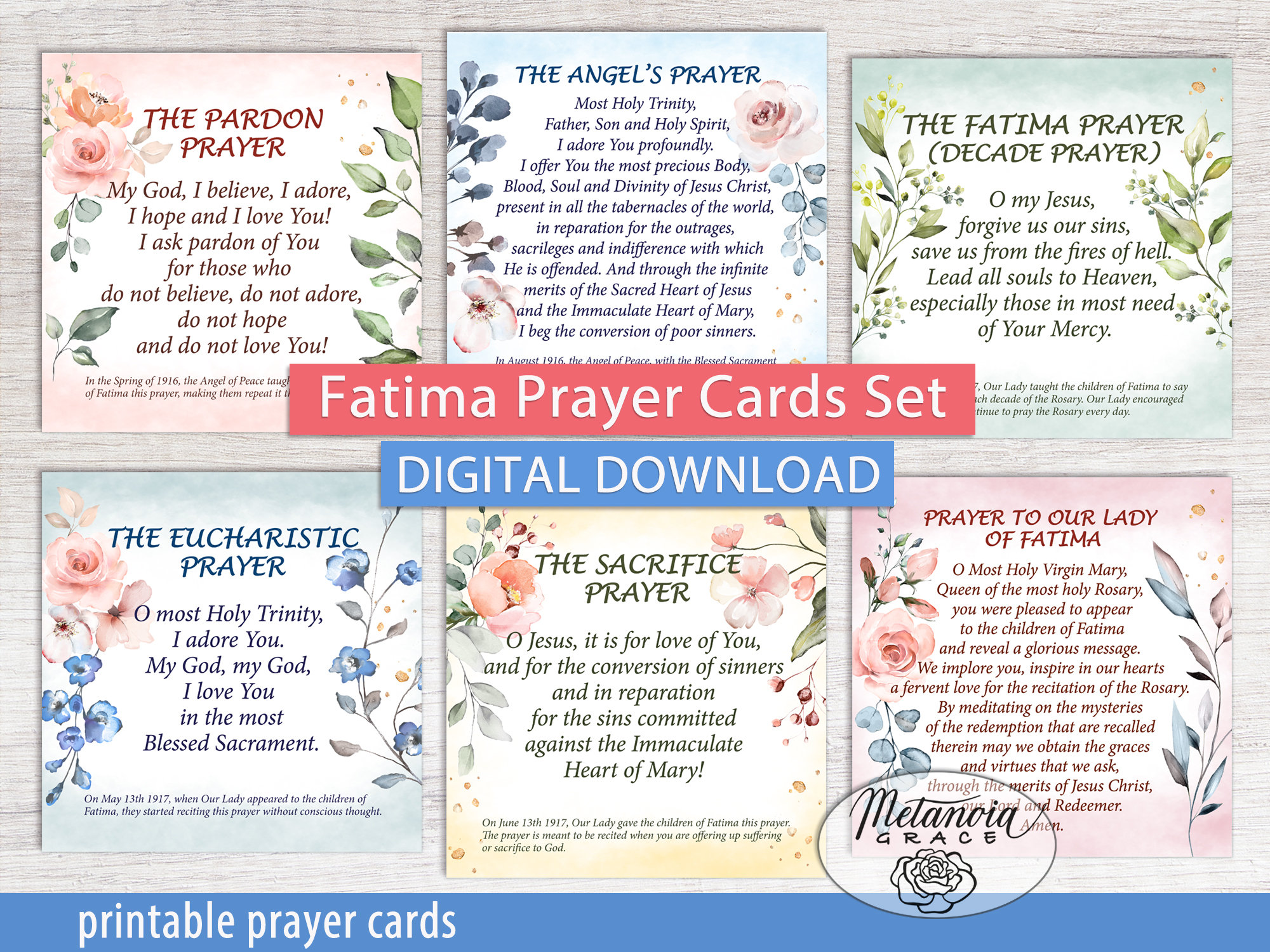 5 Fatima Prayers Cards Set Our Lady of Fatima Prayer Angels - Etsy Ireland
