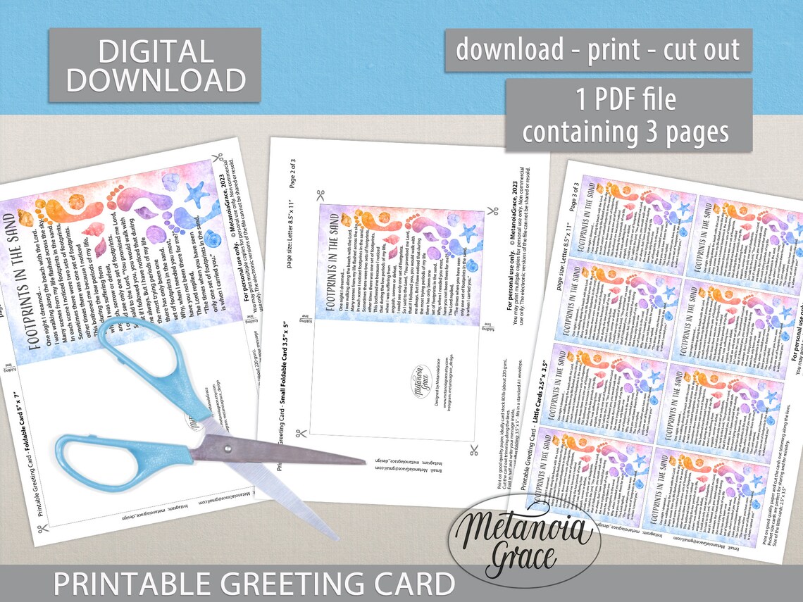 Footprints Printable Card Footsteps Card Footprints Poem - Etsy UK