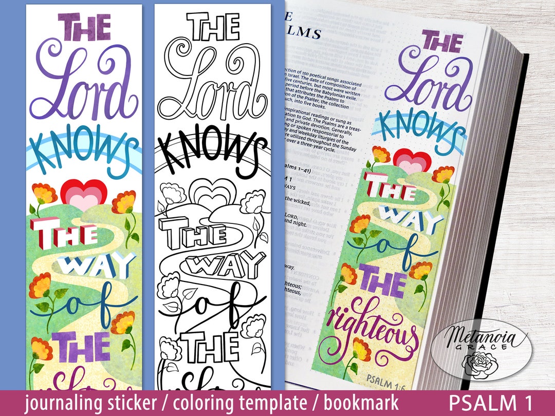 Psalm 1:6 Bible Journaling Sticker, Coloring Bible Bookmark, Traceable ...