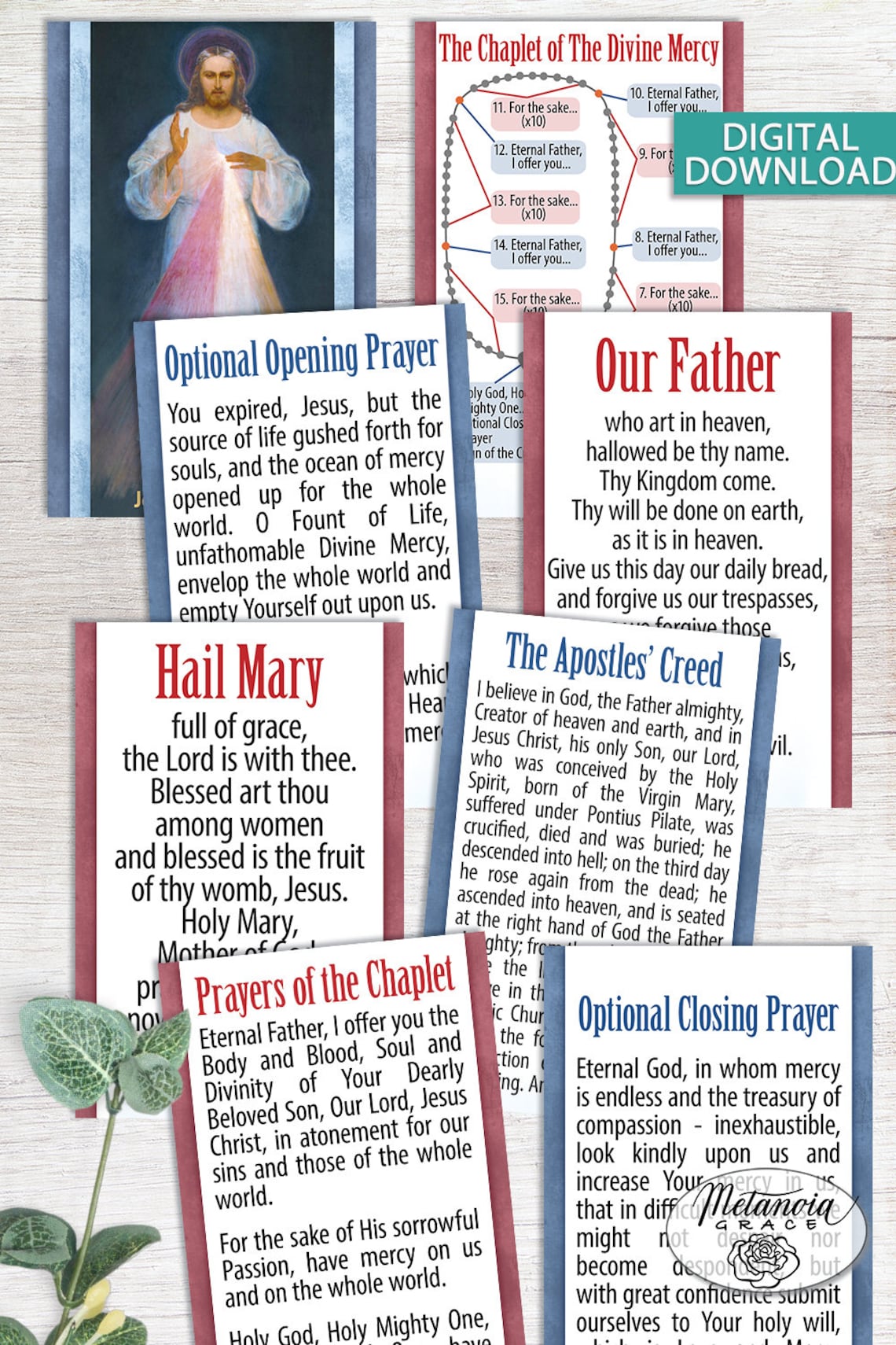 Printable Prayer Cards Bundle Rosary Prayer Cards Divine - Etsy