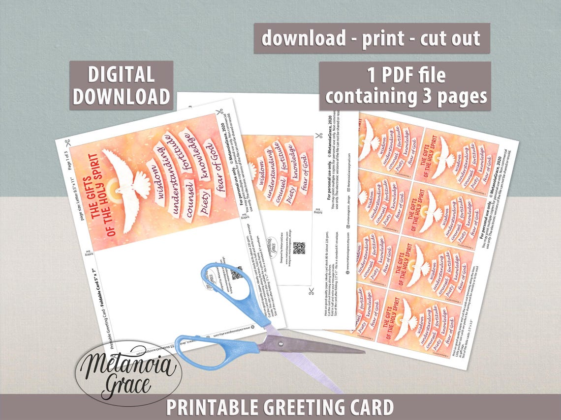 Gifts of the Holy Spirit Note Card, Printable Confirmation Card ...