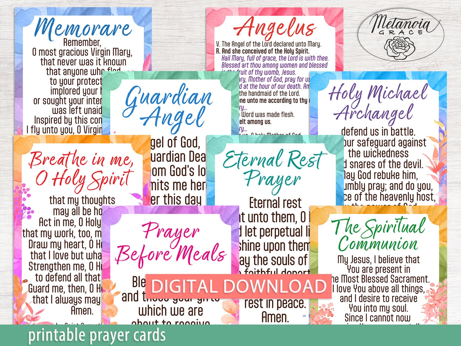 Printable Catholic Prayers Set, Memorare, Angelus, Eternal Rest Prayer ...
