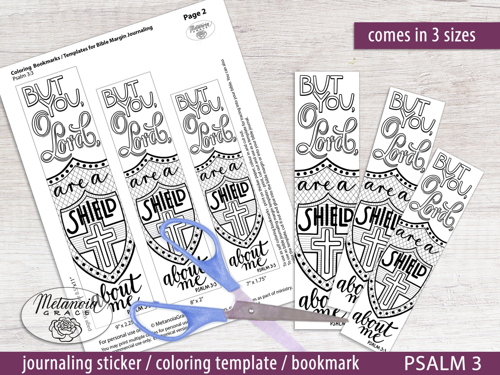 Lord is a Shield, Psalm 3, Printable Bible Journaling Margin Strip ...
