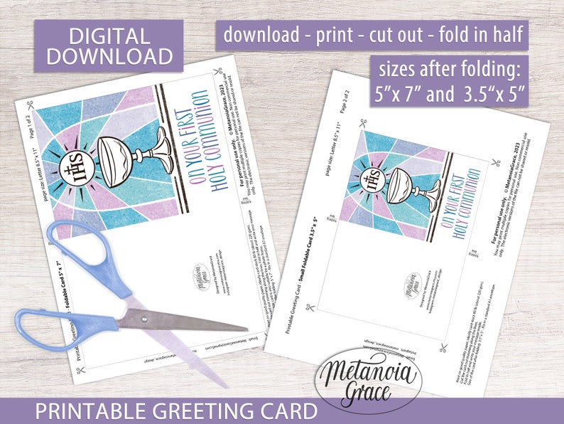 Catholic First Communion Printable Note Card Holy Communion - Etsy