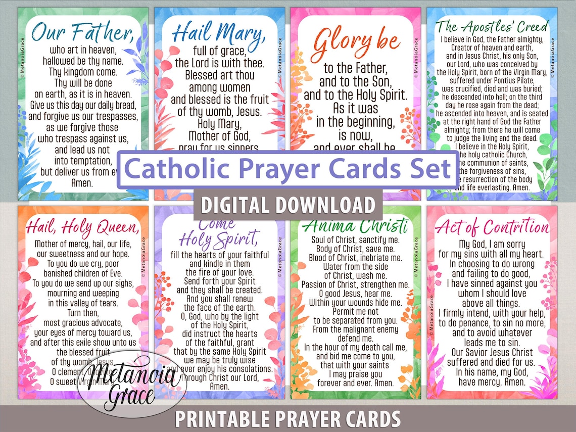 Popular Catholic Prayers, Traditional Prayer Cards, Printable Common ...