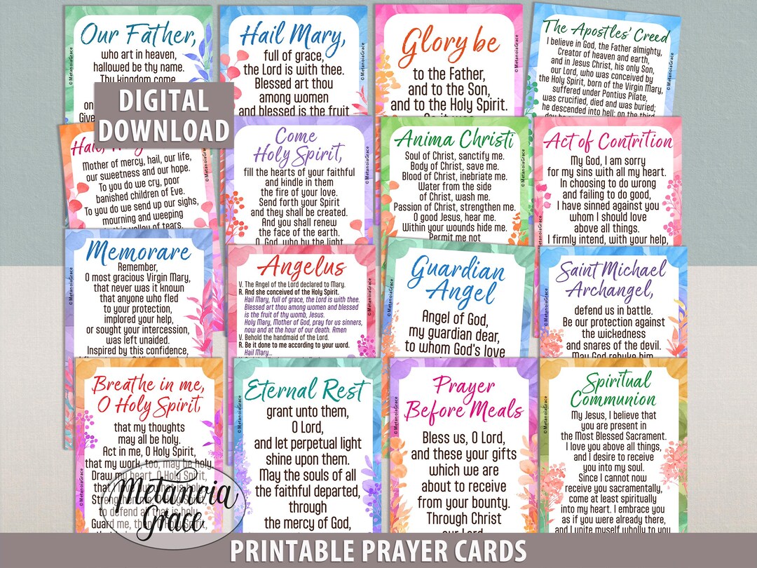 Popular Catholic Prayers Bundle, 16 Printable Prayer Cards, Daily ...