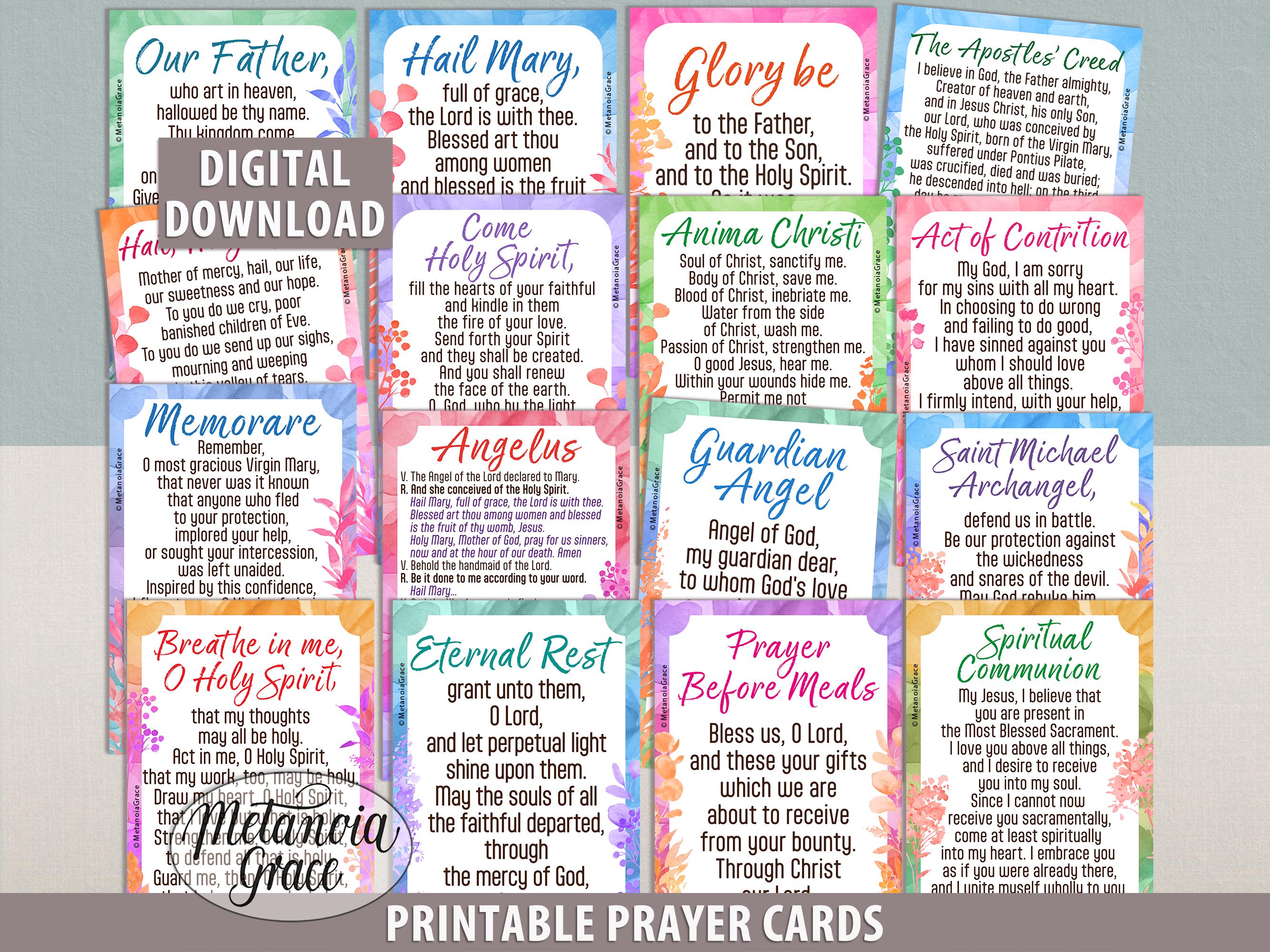 Popular Catholic Prayers Bundle, 16 Printable Prayer Cards, Daily ...