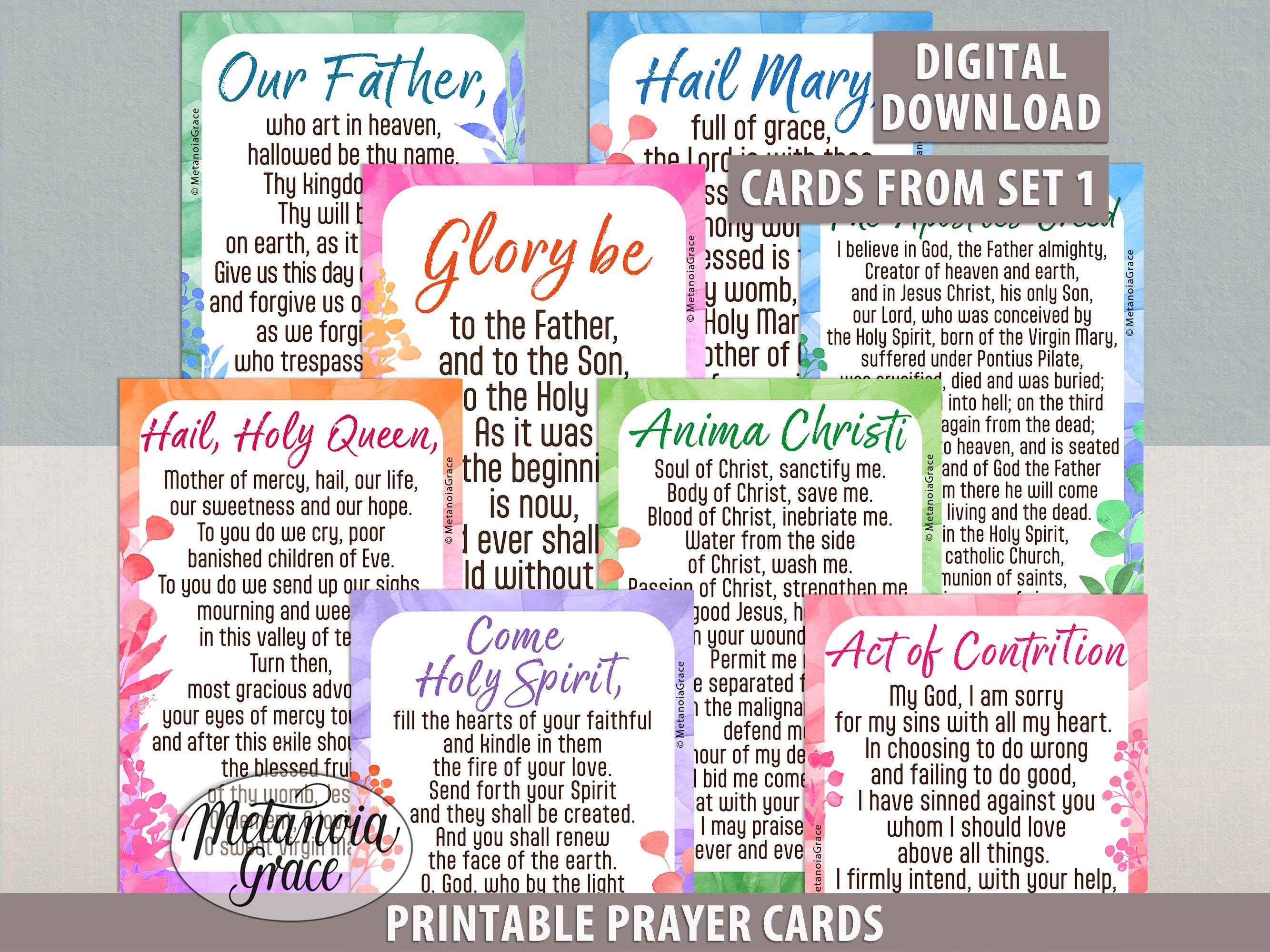 Popular Catholic Prayers Bundle, 16 Printable Prayer Cards, Daily ...