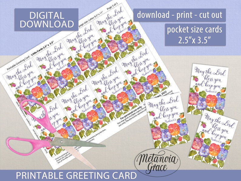 May the Lord Bless You and Keep You, Printable Blessing Note Card ...