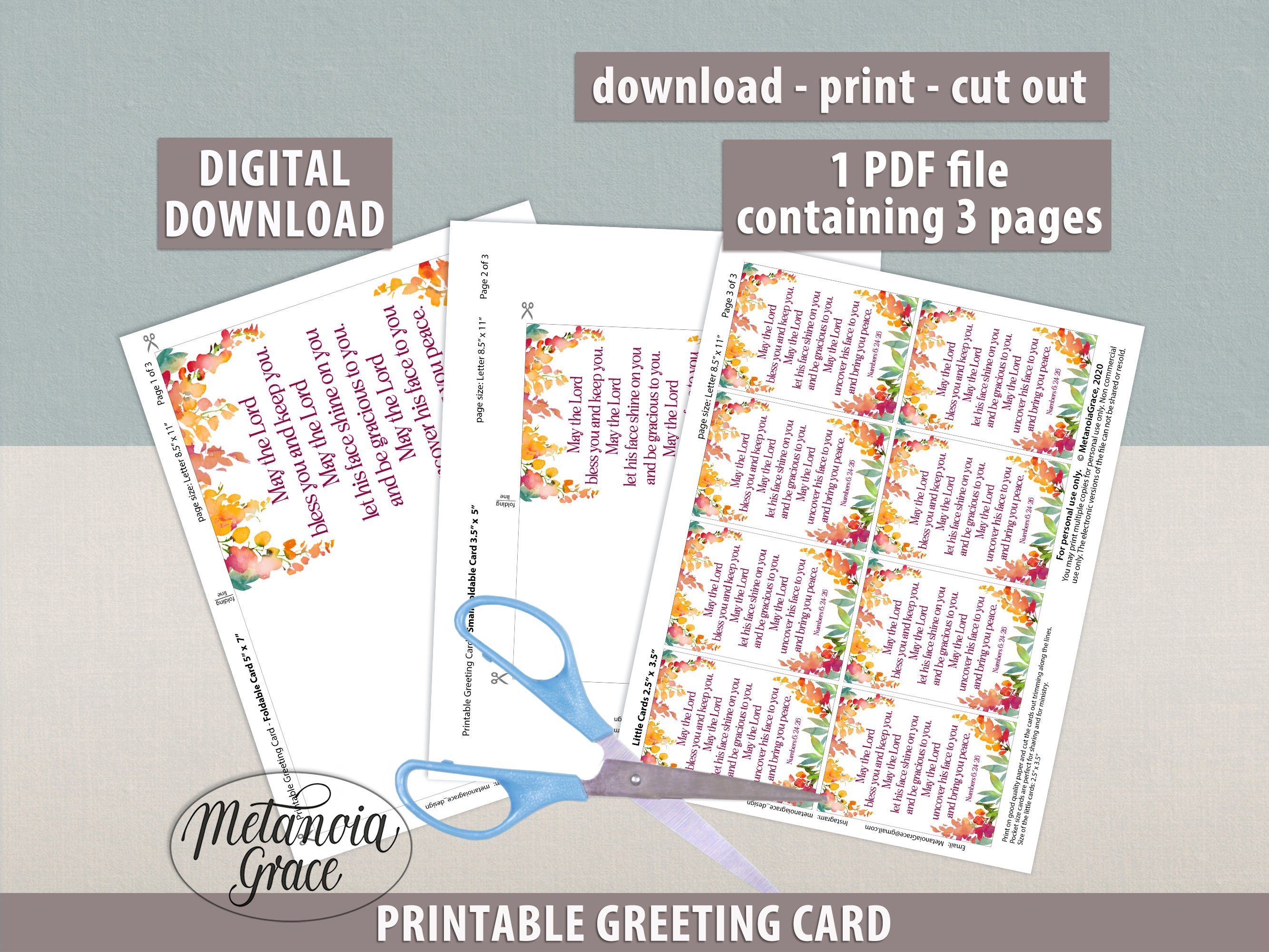 May the Lord Bless You and Keep You, Printable Blessing Note Card ...