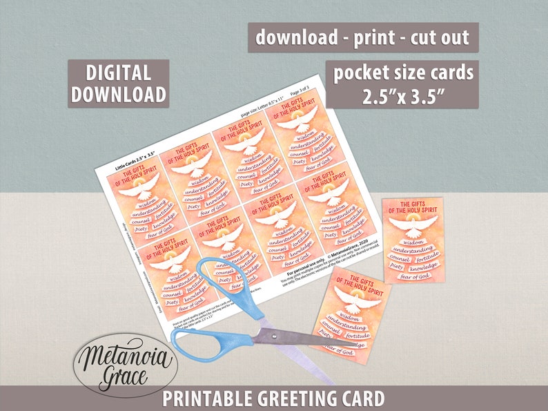 Gifts of the Holy Spirit Note Card, Printable Confirmation Card ...