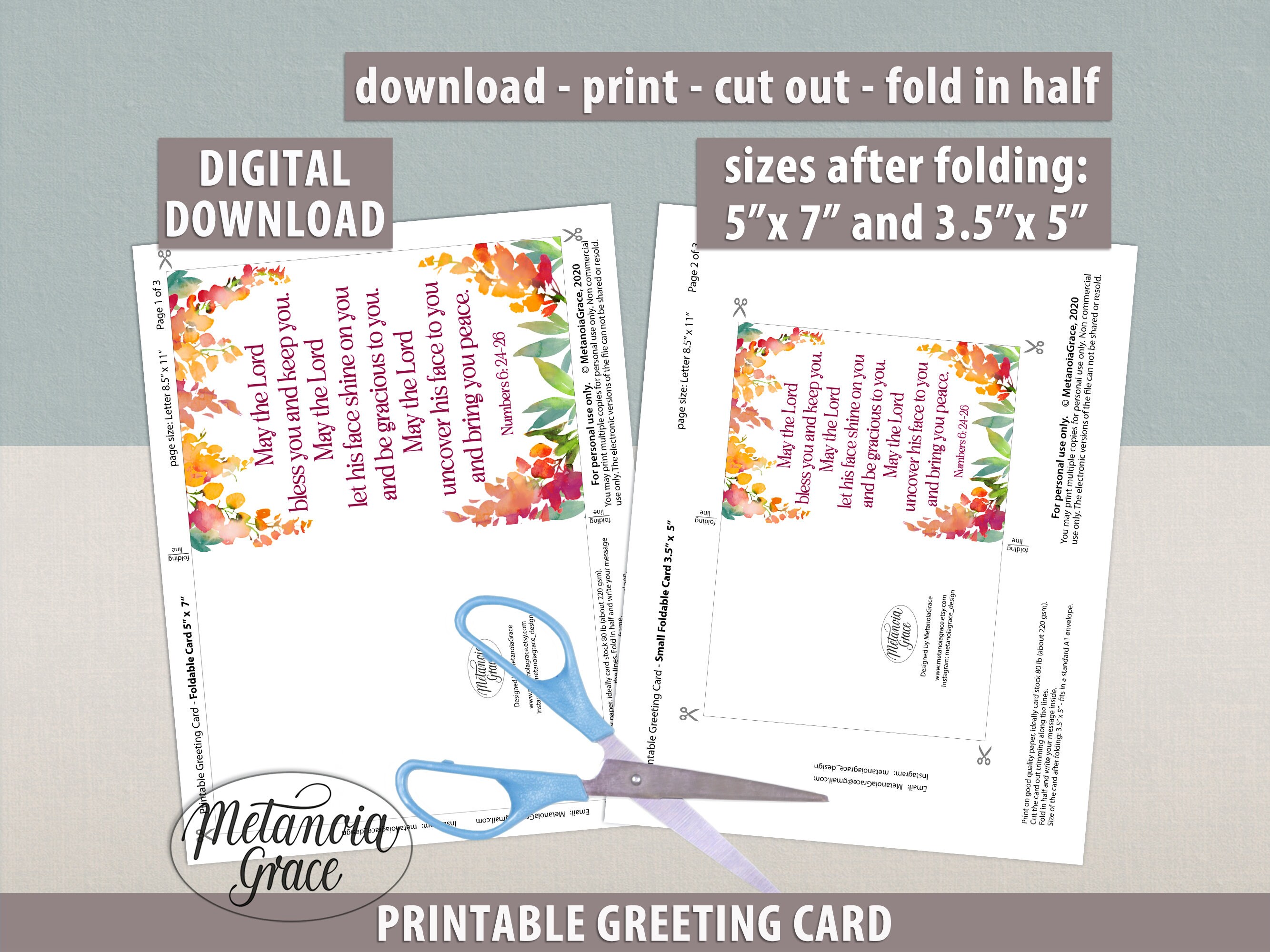 May the Lord Bless You and Keep You, Printable Blessing Note Card ...