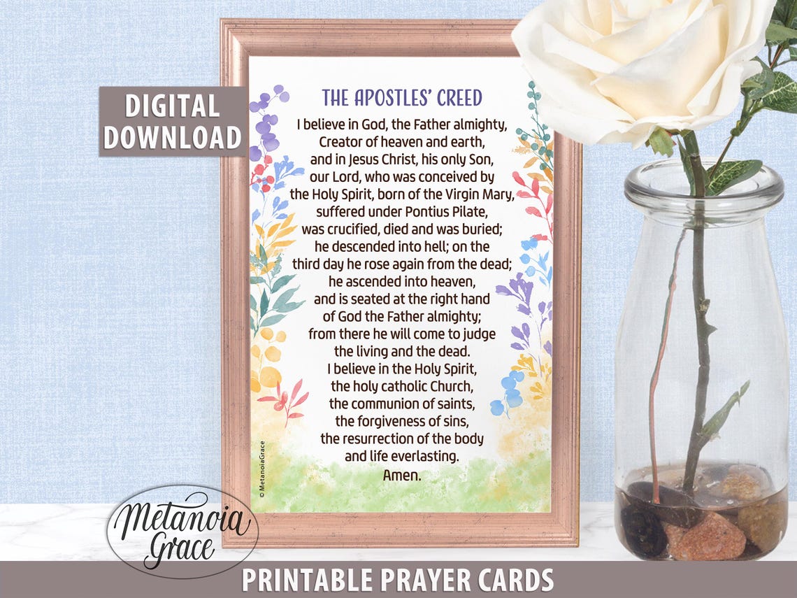 Nicene Creed, Apostles Creed, Printable Creed Prayer Cards, I Believe ...