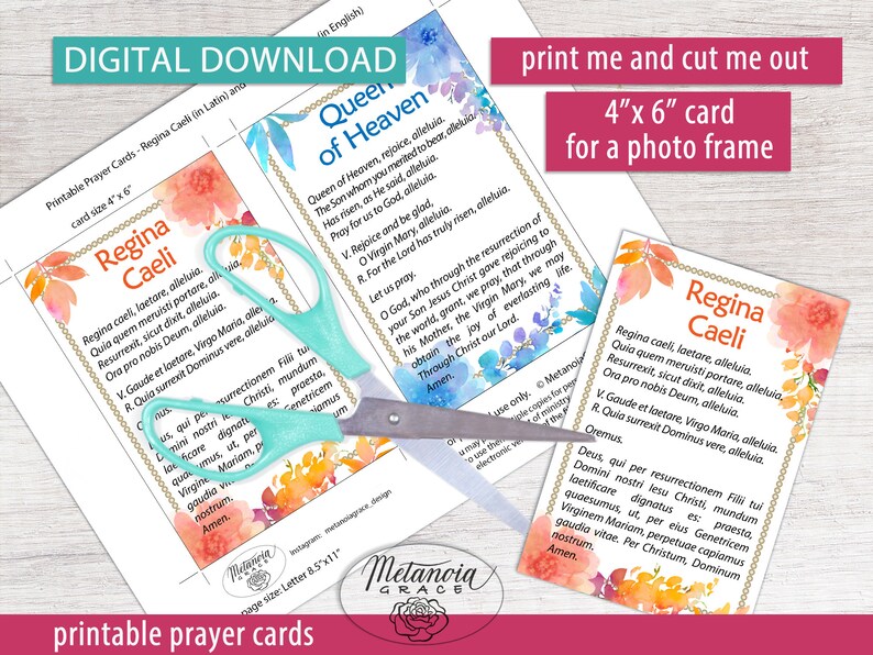 Regina Caeli Queen of Heaven Printable Prayer Card Catholic - Etsy