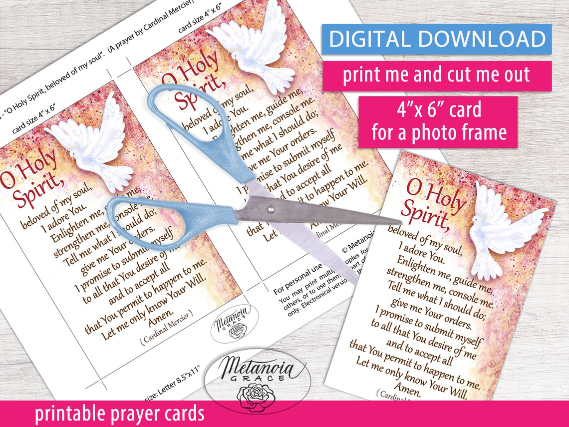 O Holy Spirit Beloved of My Soul Cardinal Mercier Prayer - Etsy UK