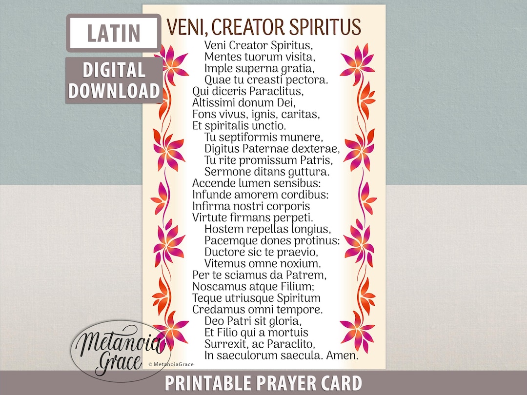 Veni Creator Spiritus, Printable Pentecost Holy Spirit Hymn, Come ...