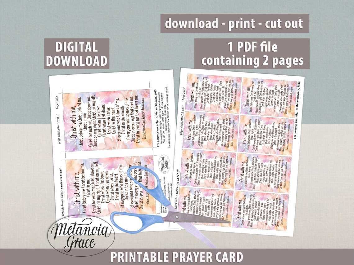 Christ With Me, Christ Before Me, Lorica Prayer Card, St. Patrick ...