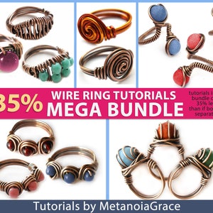 Ring Tutorial Sale Pack, Wire Jewelry Pattern Bundle, Beading Ring Tutorial, Wire Wrapping ...