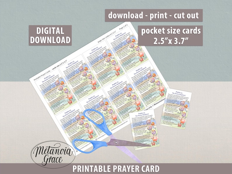 Psalm 23 Printable Prayer Card, the Lord is My Shepherd I Shall Not ...