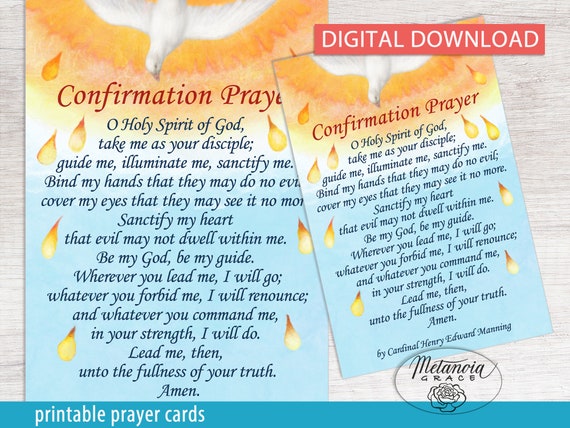Confirmation Prayer Card Printable O Holy Spirit of God - Etsy