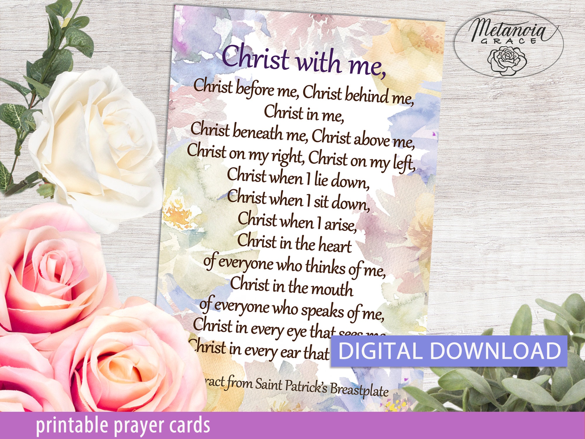Christ with me Christ before me Lorica Prayer card St. | Etsy