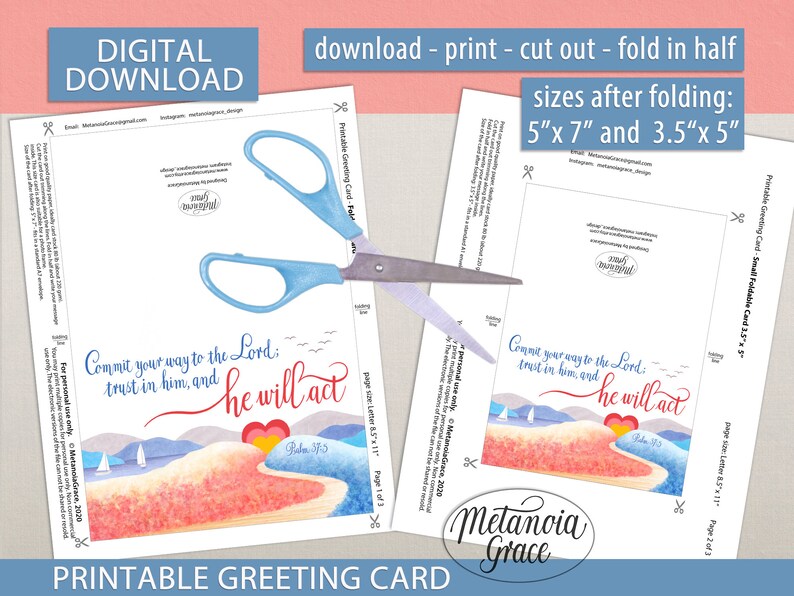 Printable Bible Verse Card Commit Your Way to the Lord Psalm - Etsy UK