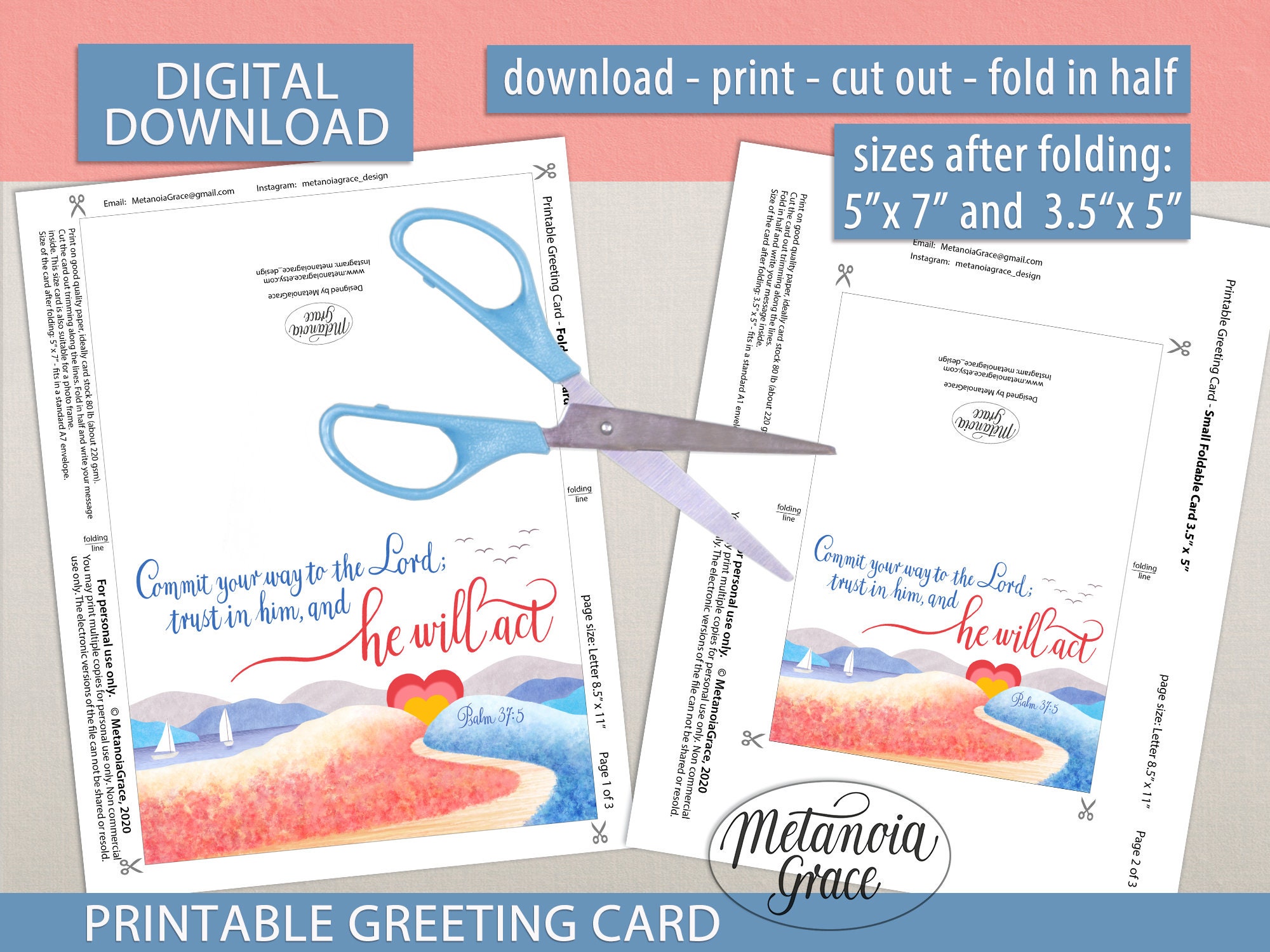 Printable Bible Verse Card Commit Your Way to the Lord Psalm - Etsy UK