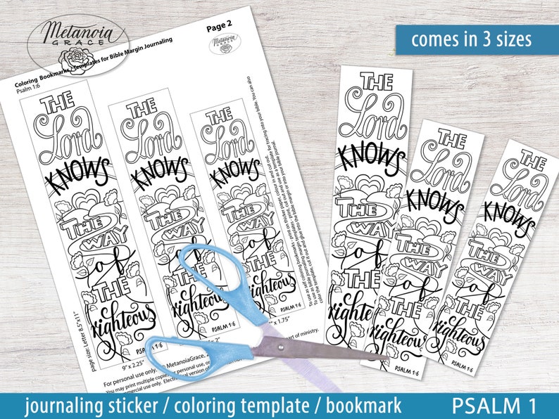 Psalm 1:6 Bible Journaling Sticker, Coloring Bible Bookmark, Traceable ...