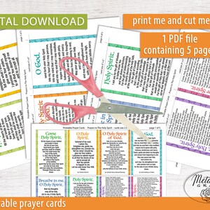 Holy Spirit Prayer Cards, Catholic Prayer Cards Printable Set, Come ...