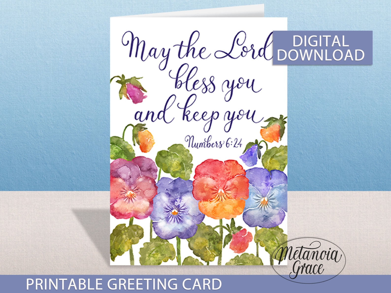 May the Lord Bless You and Keep You, Printable Blessing Note Card ...