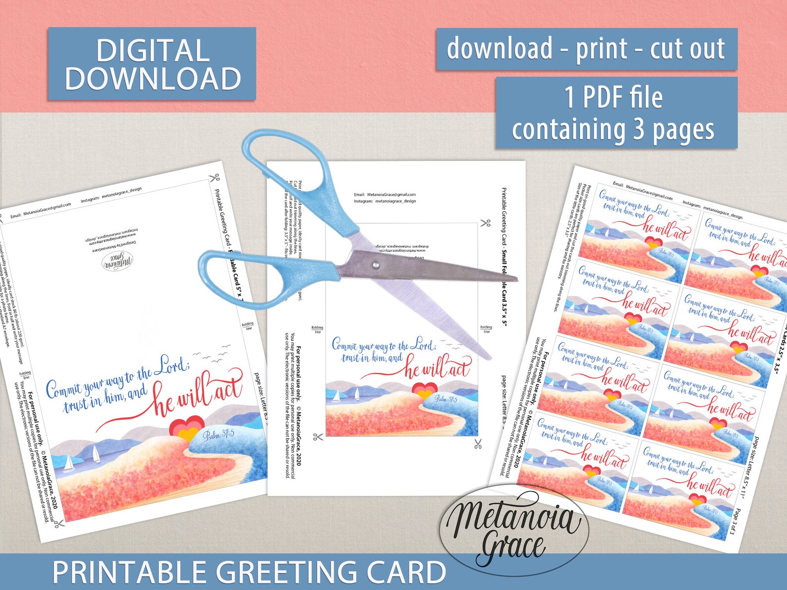 Printable Bible Verse Card Commit Your Way to the Lord Psalm - Etsy UK