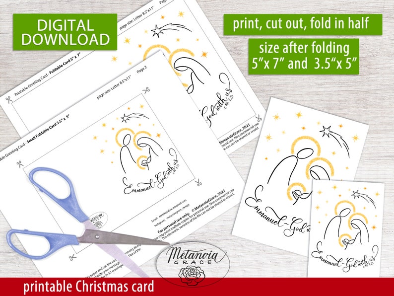 Printable Nativity Christmas Card Religious Christmas Card - Etsy