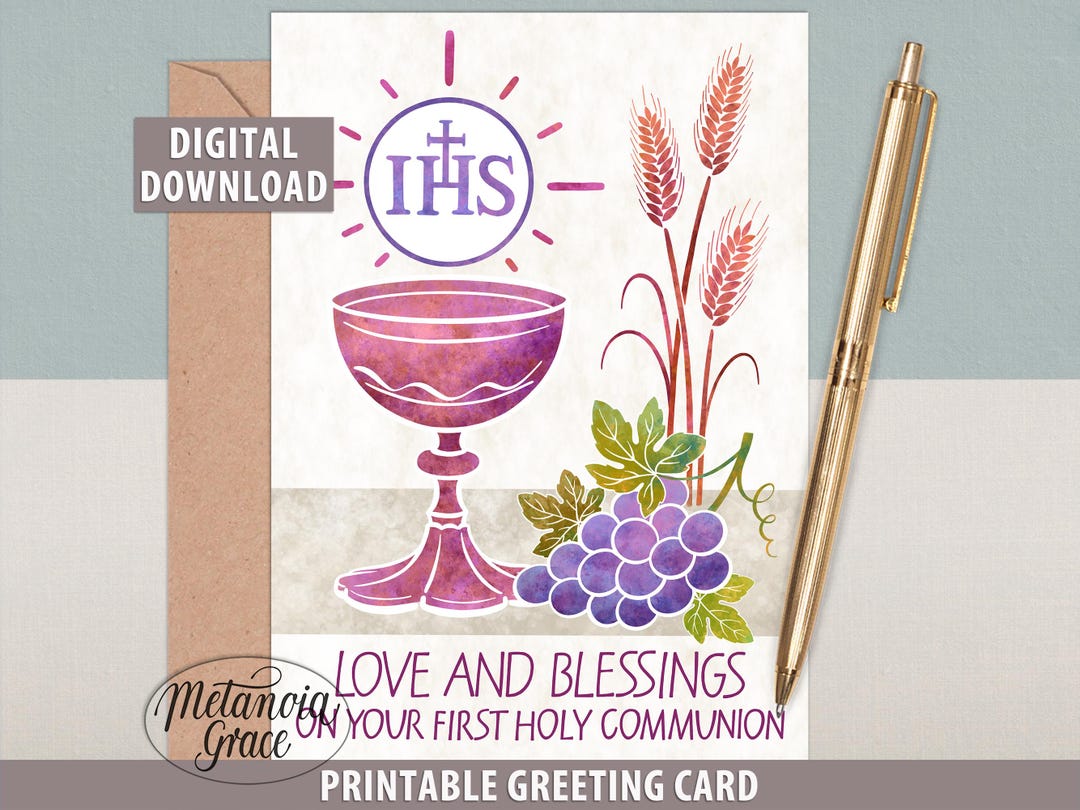 First Communion Card, Love and Blessings on Your First Holy Communion ...