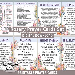 Printable Catholic Rosary Prayer Cards Set, How to Pray the Rosary ...