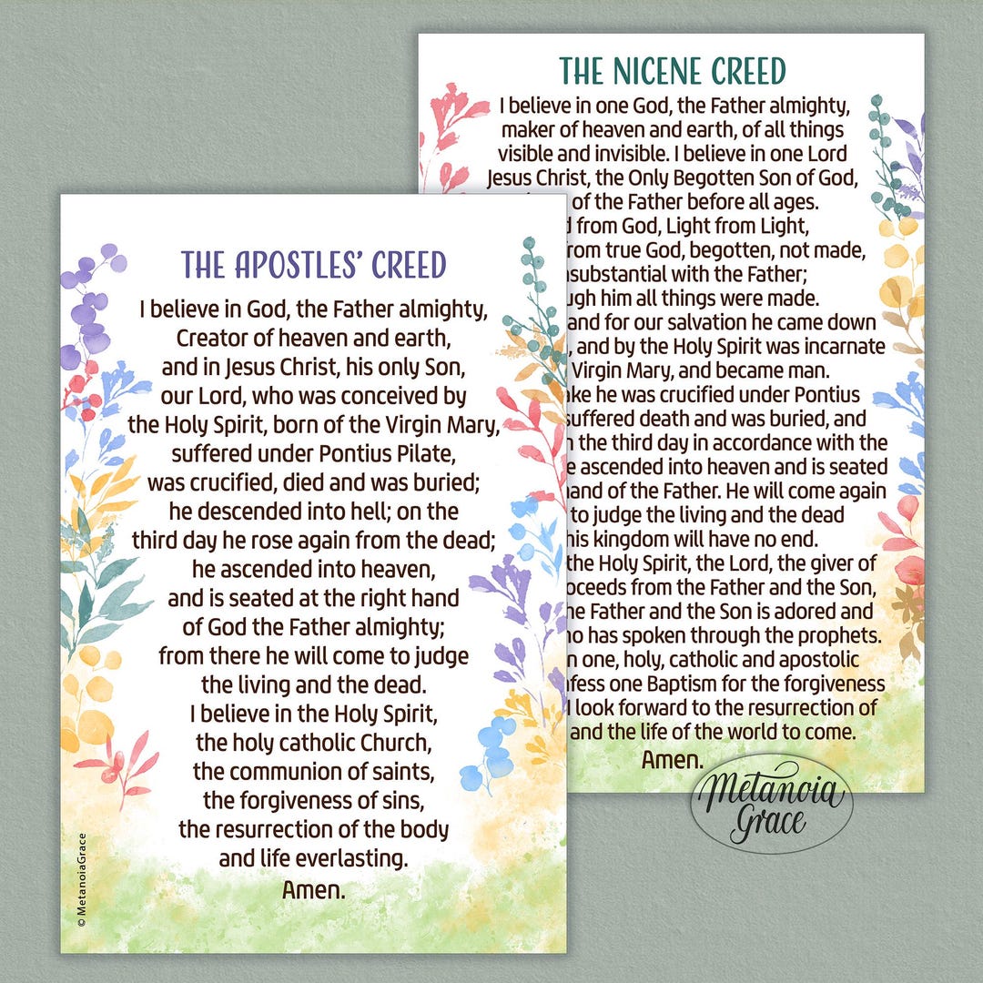 Nicene Creed, Apostles Creed, Printable Creed Prayer Cards, I Believe ...