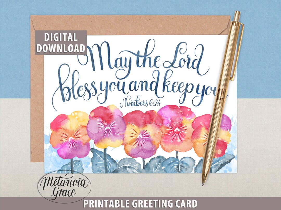 Printable Blessing Note Card, Numbers 6:24 Blessing, Aaron's Blessing ...