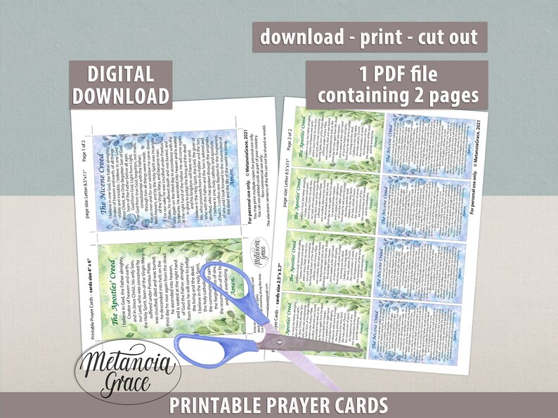 Nicene Creed, Apostles Creed, Printable Creed Prayer Cards, I Believe ...