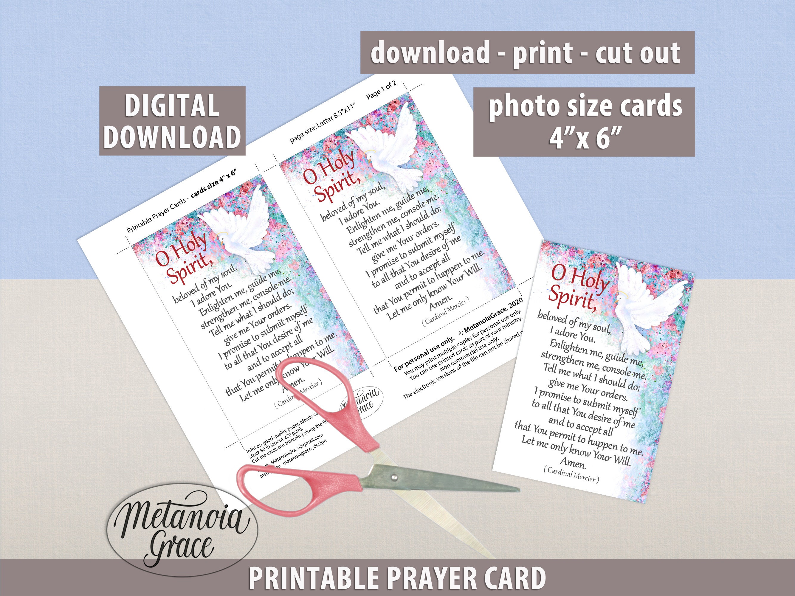 Printable Cardinal Mercier Prayer Card O Holy Spirit Beloved - Etsy UK