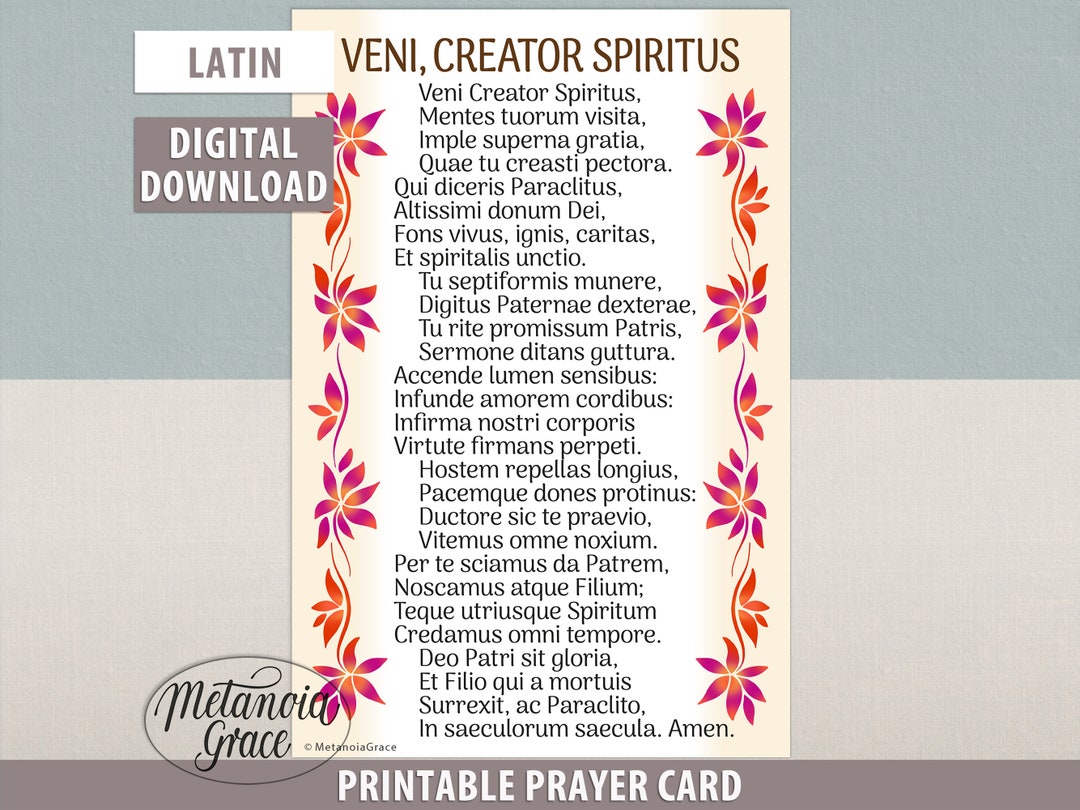 Veni Creator Spiritus, Printable Pentecost Holy Spirit Hymn, Come ...