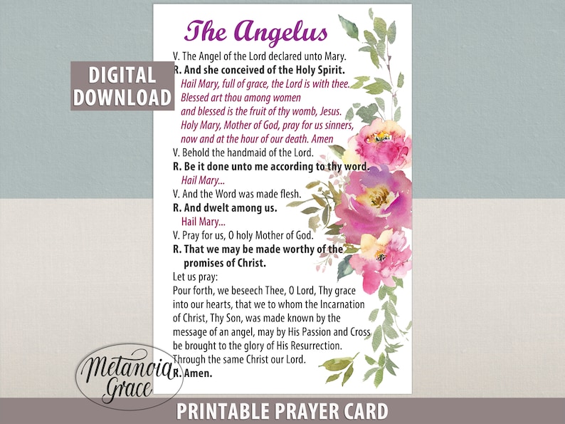 The Angelus Prayer Card, the Angelus Holy Card, the Angel of the Lord ...