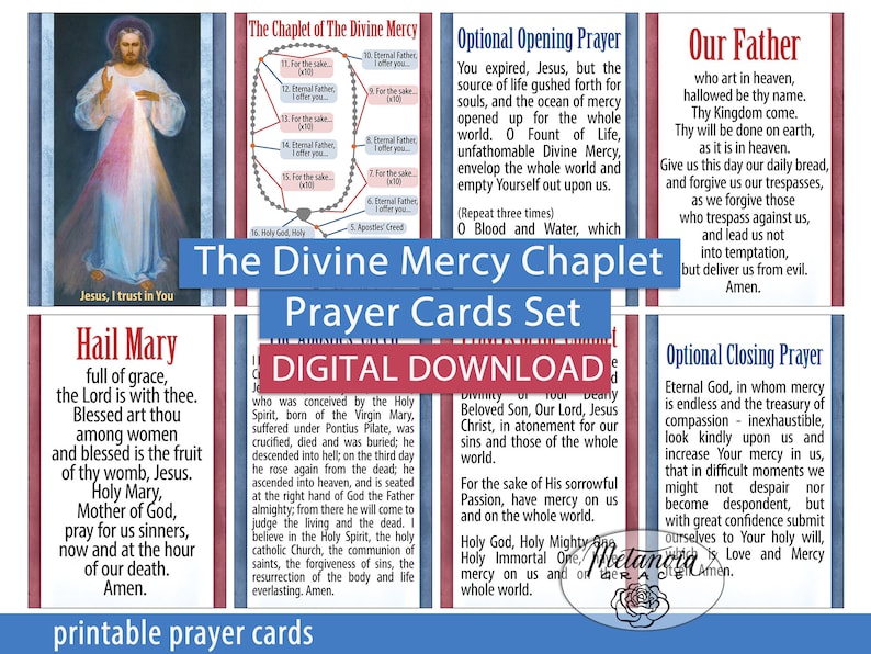 Printable Prayer Cards Bundle, Rosary Prayer Cards, Divine Mercy ...