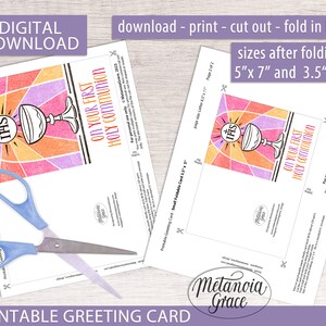 First Holy Communion Card, Printable Catholic Communion Note Card, on ...